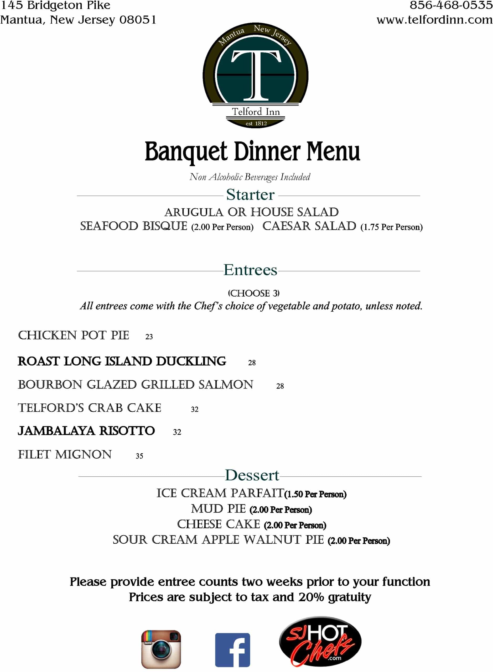 Banquets - The Telford Inn