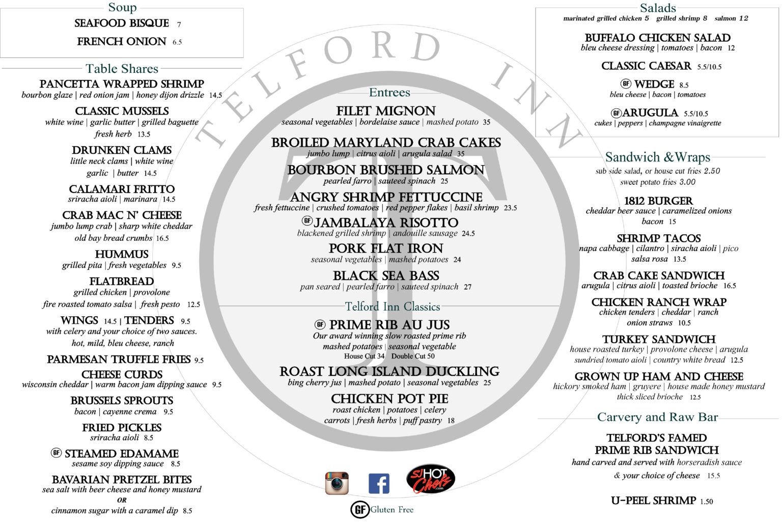 Menu - The Telford Inn
