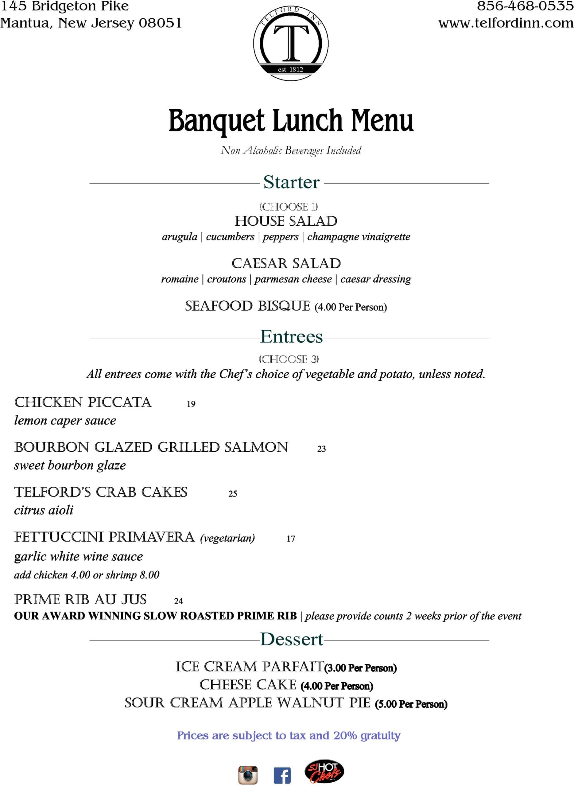 Banquets - The Telford Inn