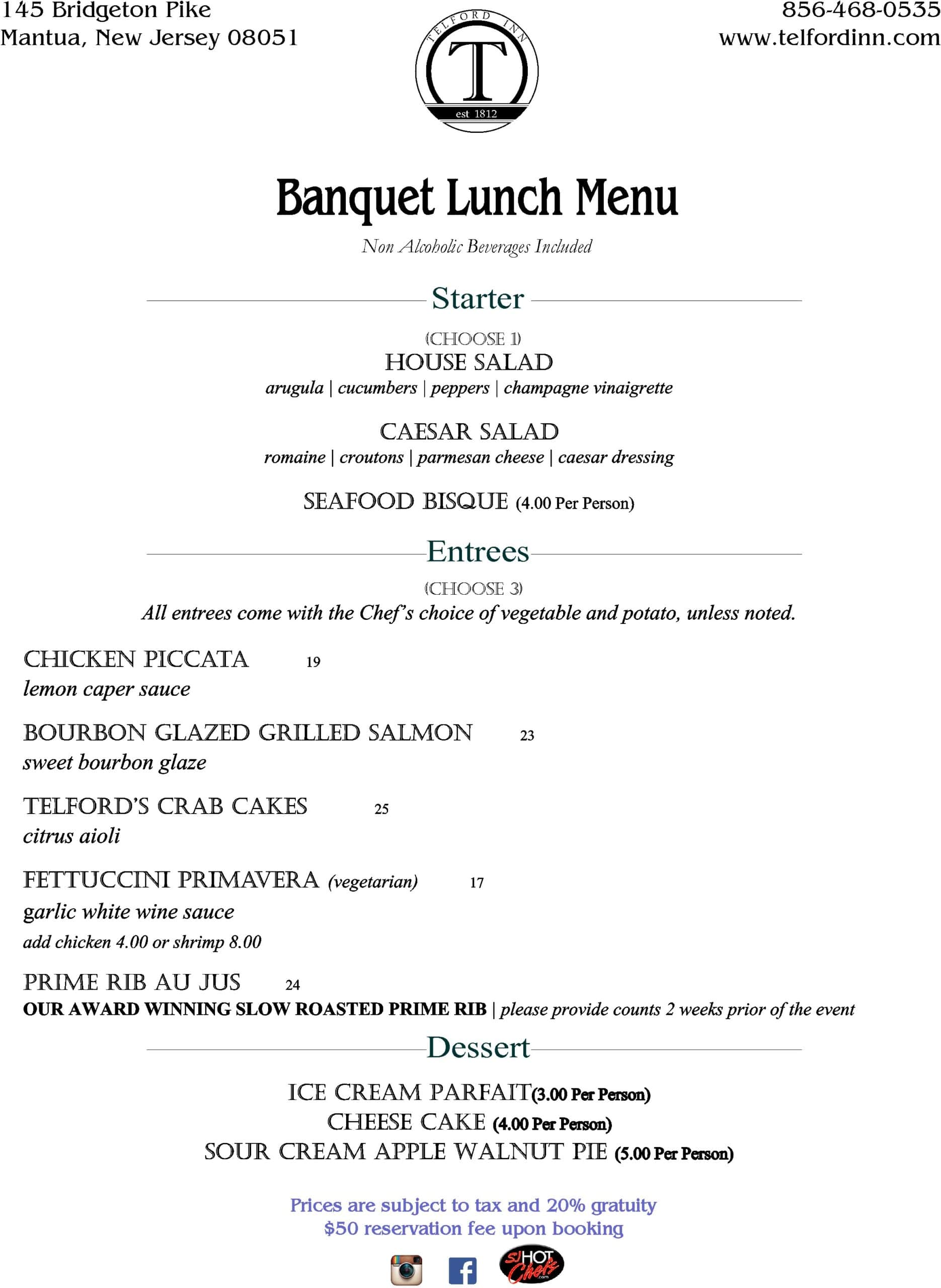 Banquets - The Telford Inn