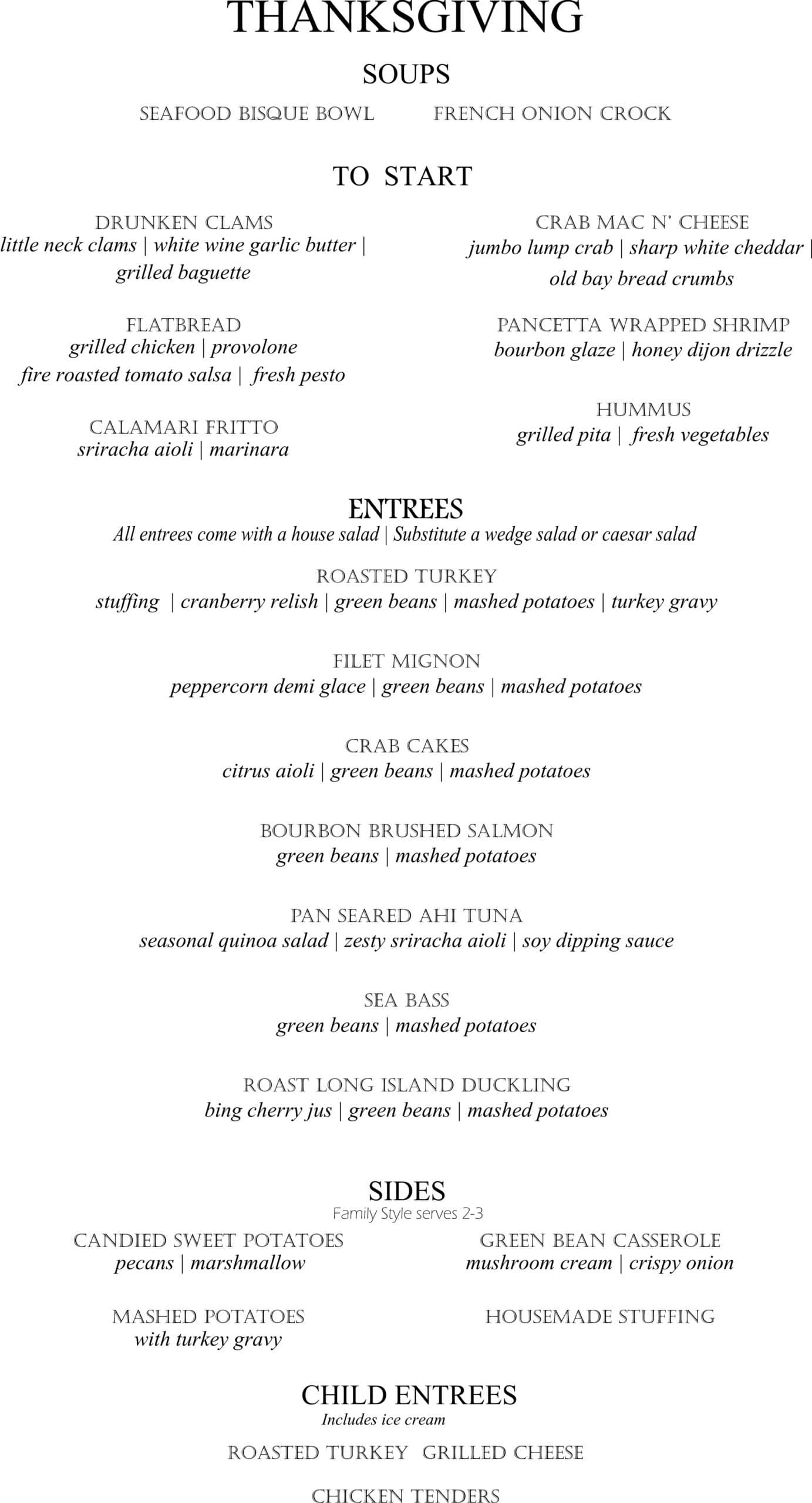 Menu - The Telford Inn